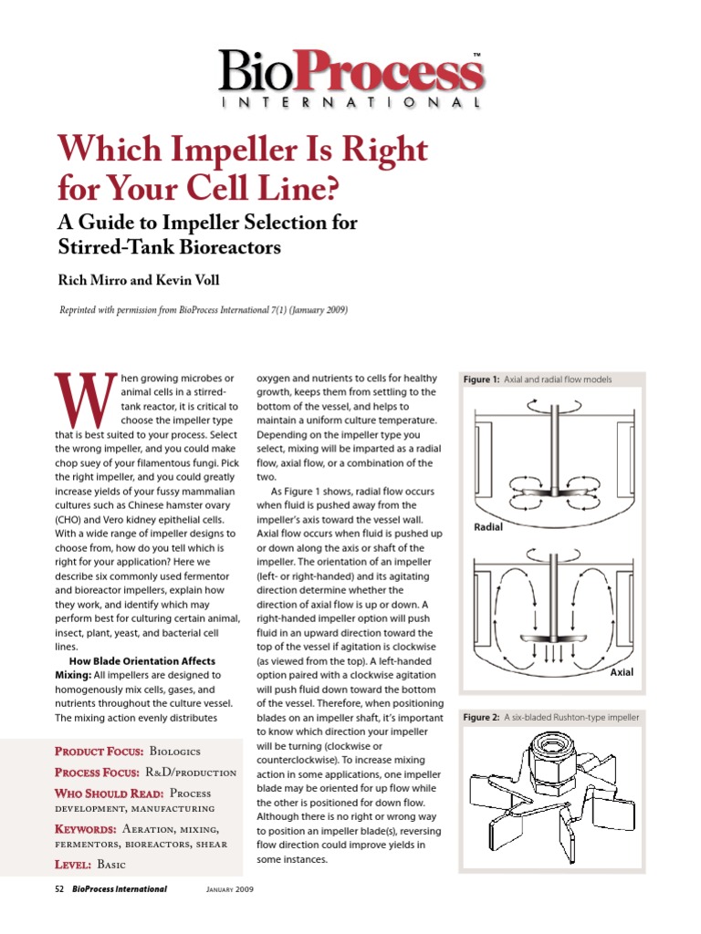 Impeller Selection for Bioreactors | PDF | Life Sciences | Chemistry