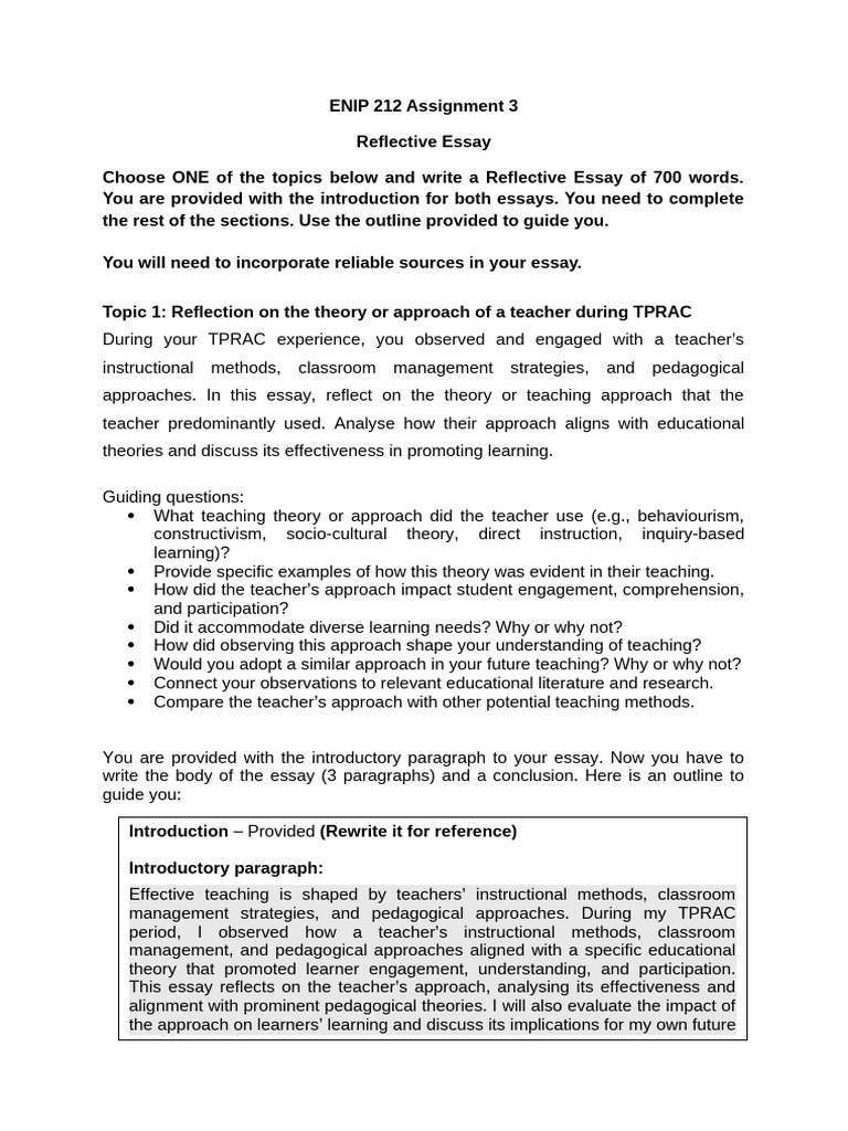Reflective Essay on Teaching Approaches | PDF | Reading Comprehension ...