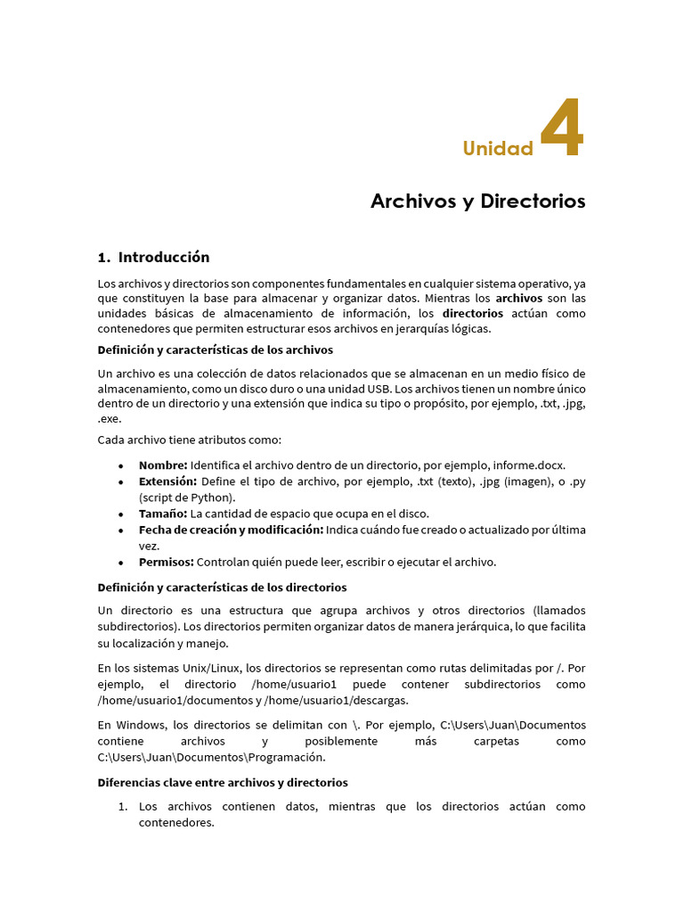 Archivos y Directorios: Definiciones y Diferencias | PDF | Archivo de ...
