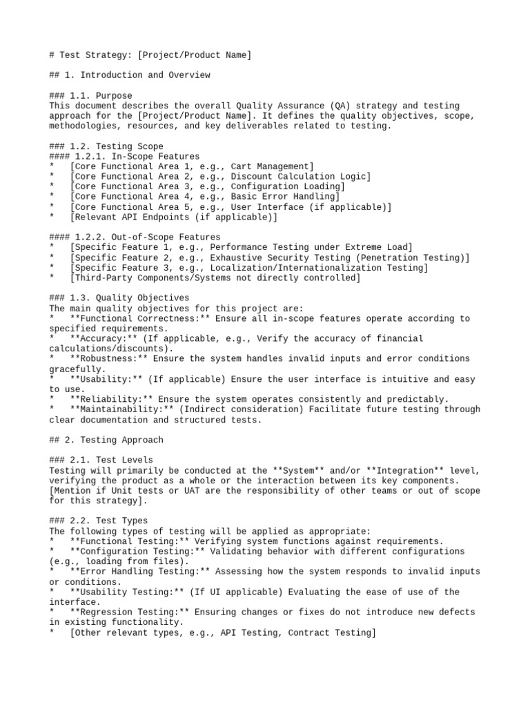 Test Strategy Template en - MD | PDF | Software Testing | Usability