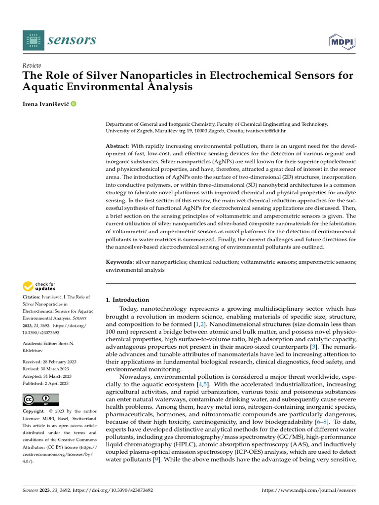 The Role of Silver Nanoparticles in Electrochemica | PDF | Nanoparticle | Nanotechnology