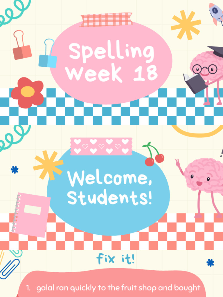 Week 18 Spelling and Dictation Guide | PDF