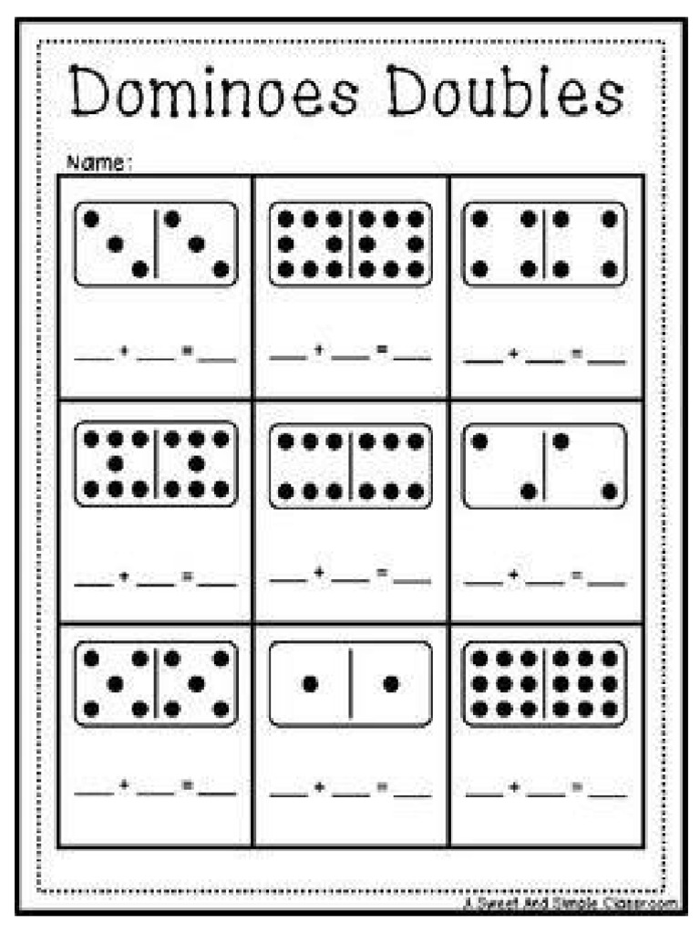 Doubles Addition Worksheets With Dominoes | PDF