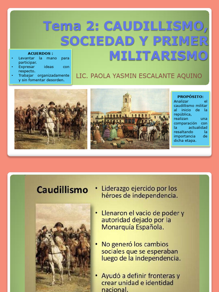 SESION 3 Caudillismo, Sociedad y Primer Militarismo | PDF