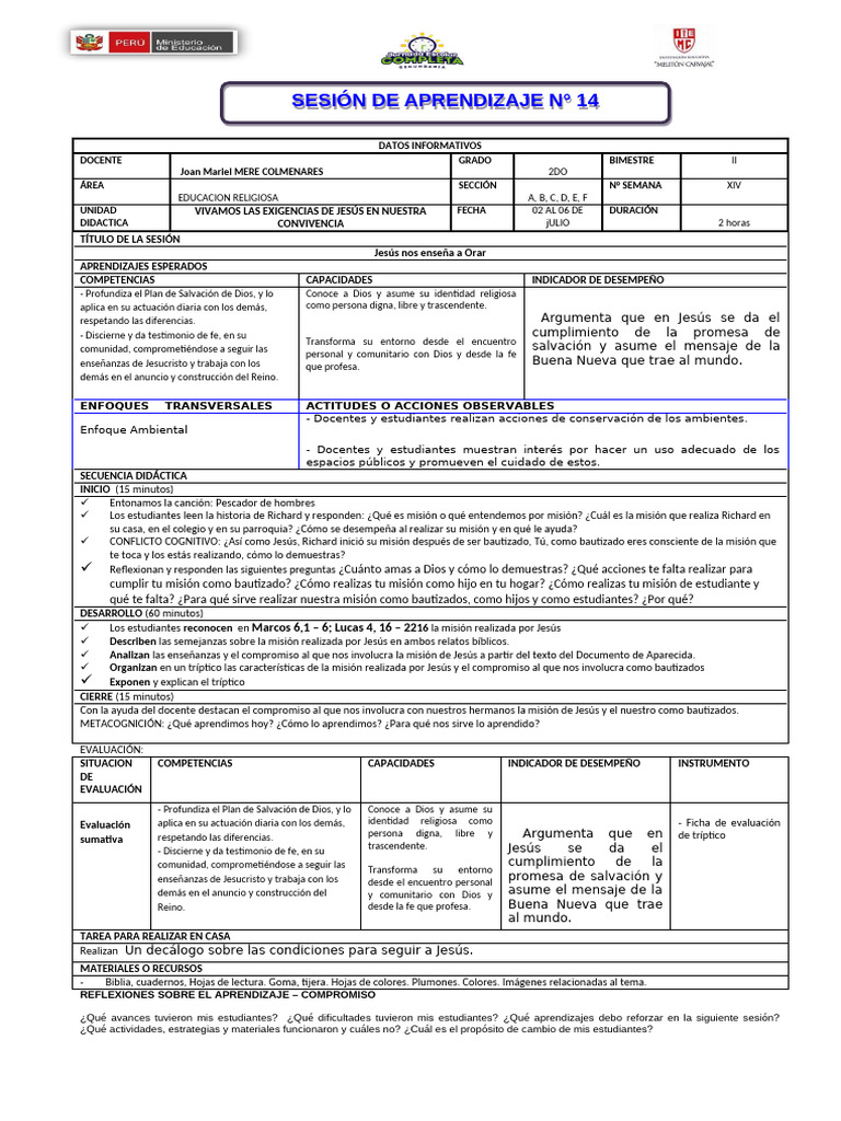 14 - II Jesús Noas Enseña A Orar | PDF | Jesús | Aprendizaje