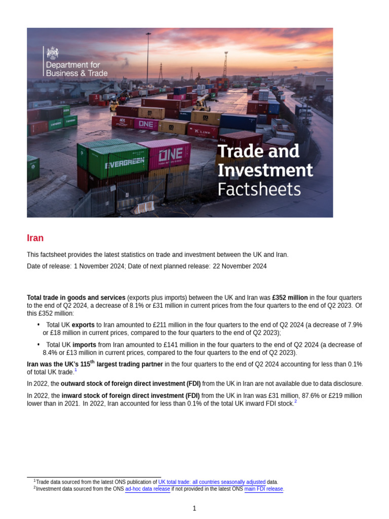 UK Imports from Iran: 2024 Overview | PDF | Foreign Direct Investment ...