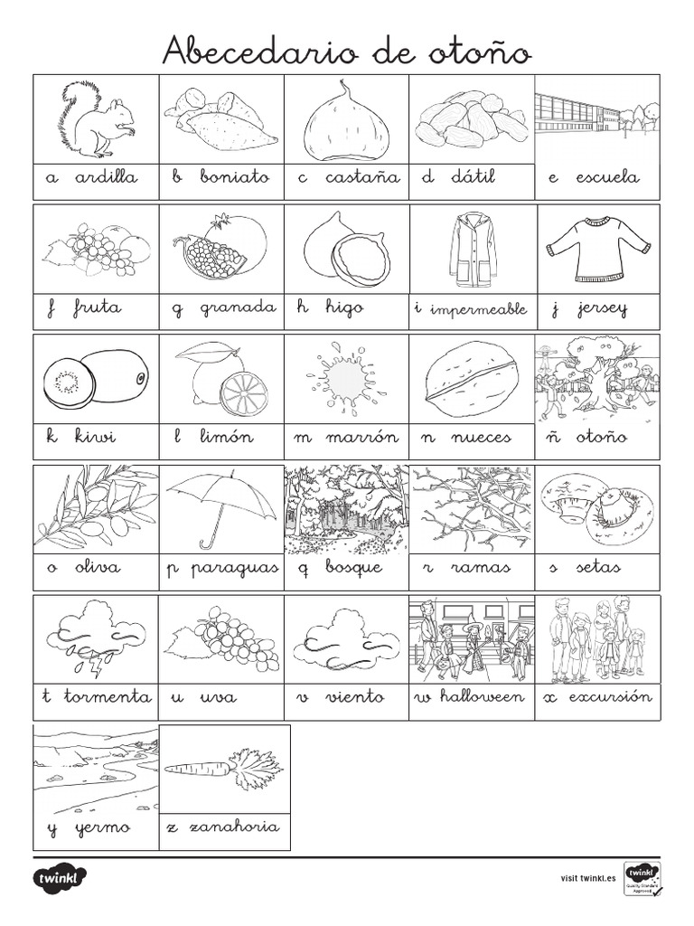Es t 2547309 Abecedario de Otono Hojas de Colorear de Vocabulario | PDF