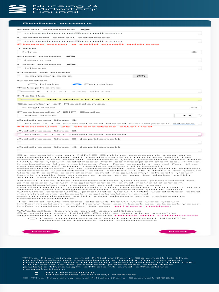 NMC Online Account Registration Guide | PDF