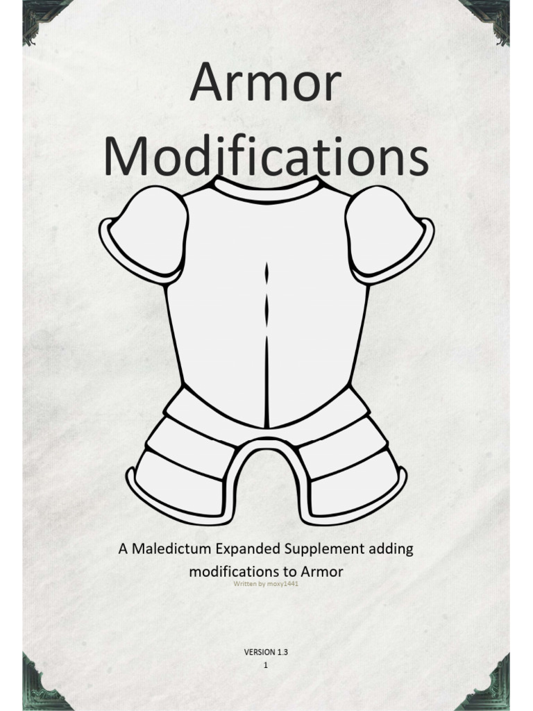 Armor Modifactions Expanded - Maledictum Expanded 1.3 | PDF | Armour