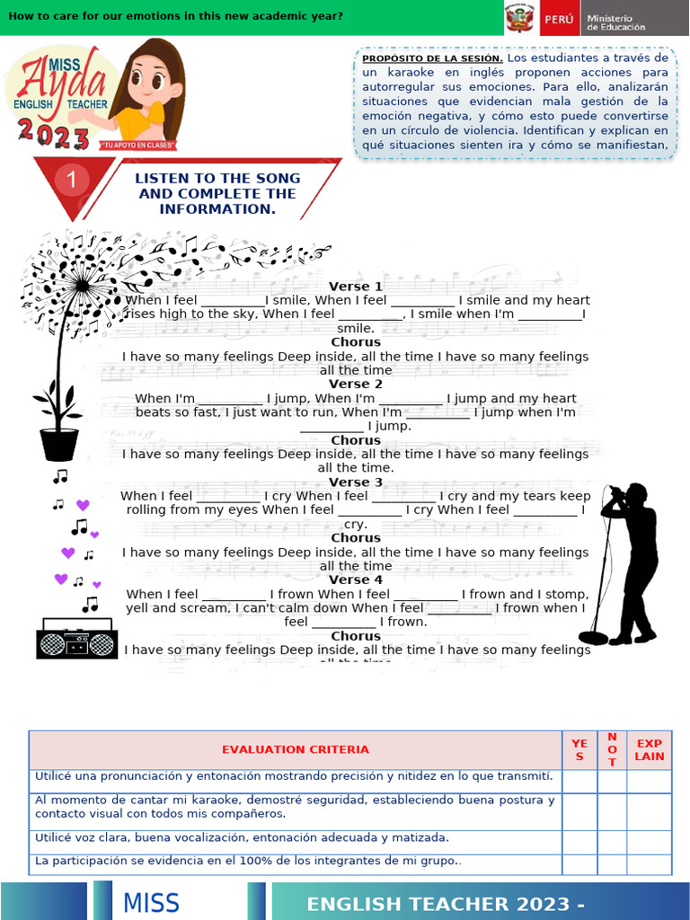 Ficha 3 - Semana 3 - How To Care For Our Emotions in This New Academic Year - 1er Grado | PDF ...