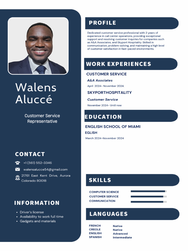 Currículum CV Asesor Financiero Profesional Azul Oscuro | PDF