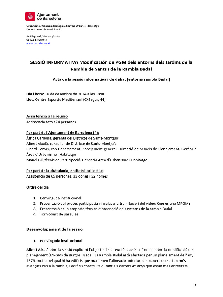 Acta Sessió Informativa Rambla Badal_def | PDF