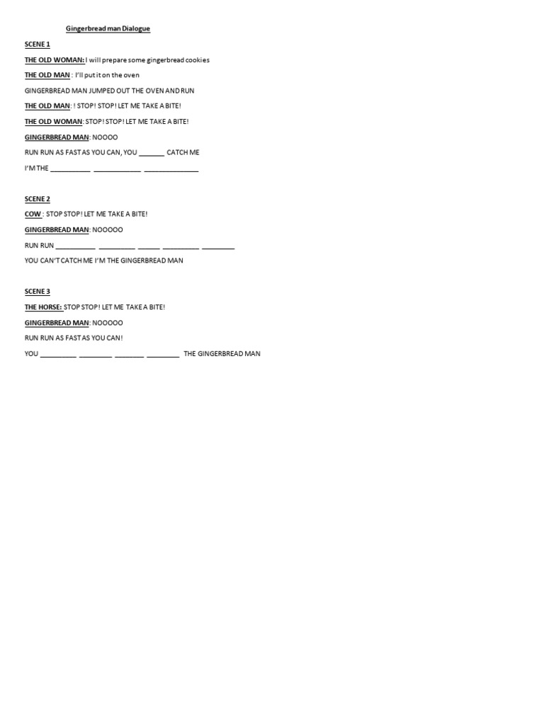 Gingerbread Man Dialogue Script | PDF