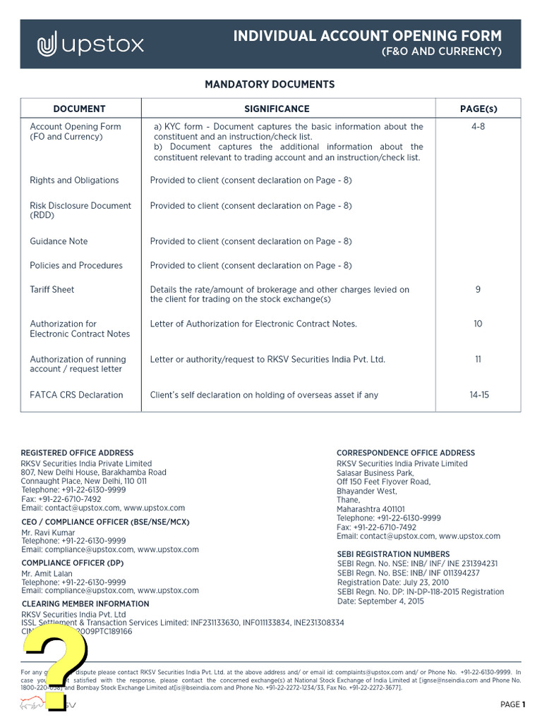 Essential Documents for Account Opening | PDF | Identity Document