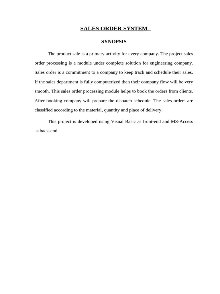 Sales Order System Overview | PDF