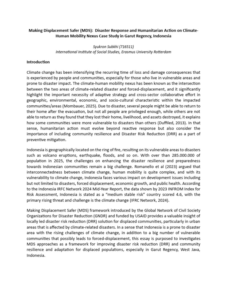 Making Displacement Safer (MDS) - Disaster Response and Humanitarian ...