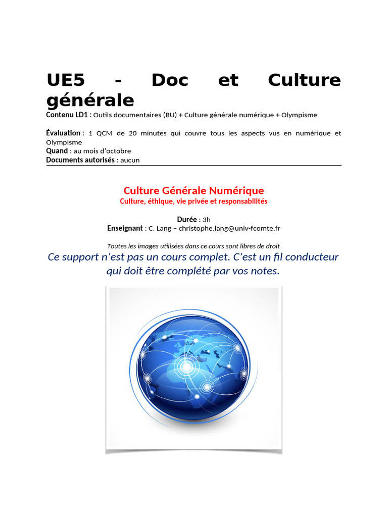 CultureNumLA1LE1-2023-2024 | PDF | Vie privée et informatique | Cookie ...