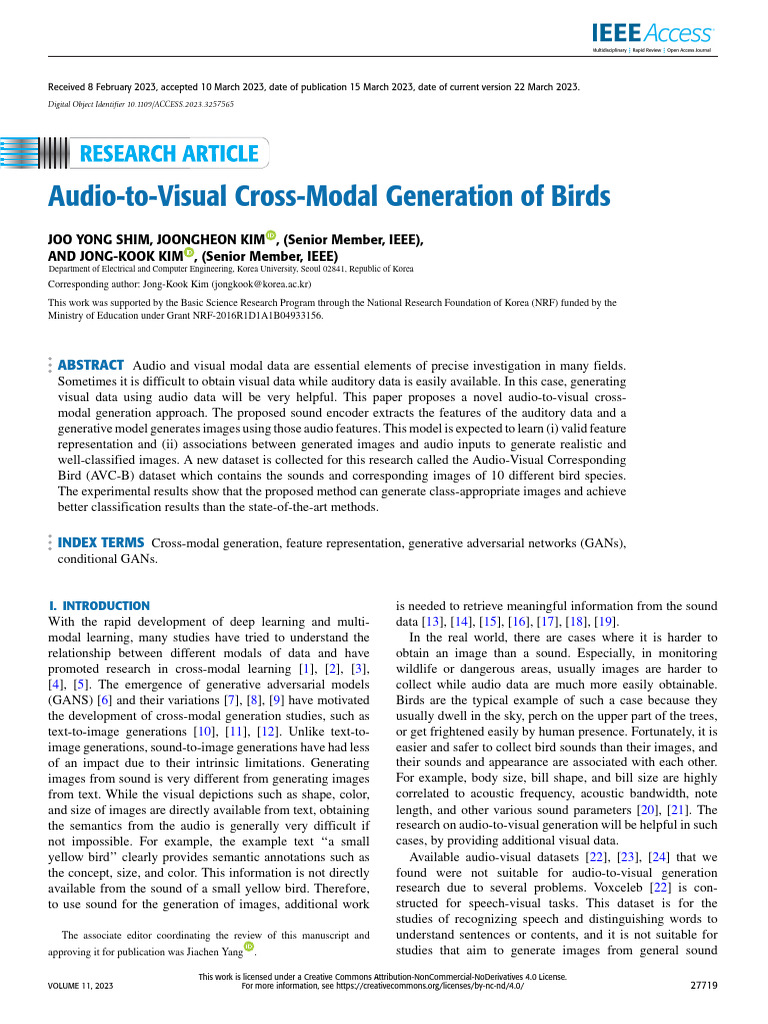 Audio-To-Visual Cross-Modal Generation of Birds | PDF | Machine Learning | Applied Mathematics