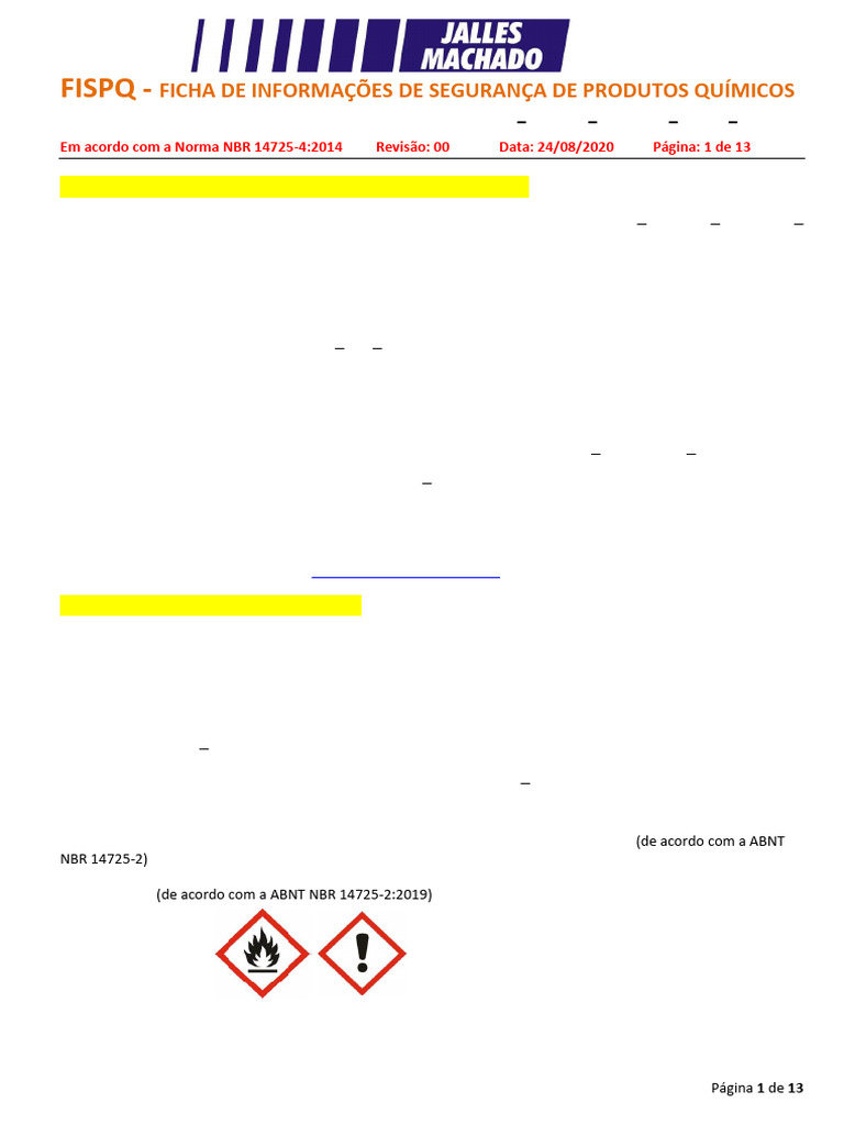 FISPQ - Álcool 46 Liquido - JM - Rev 00 | PDF | Solubilidade | Etanol