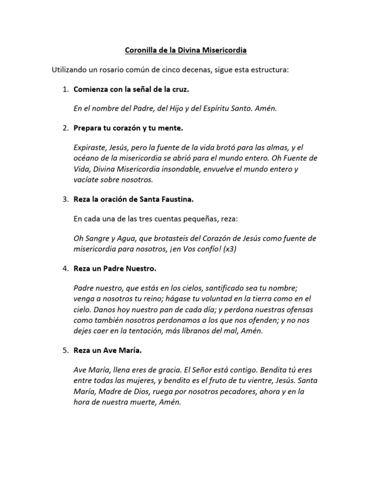 Coronilla de La Divina Misericordia | PDF | Creencia religiosa y ...