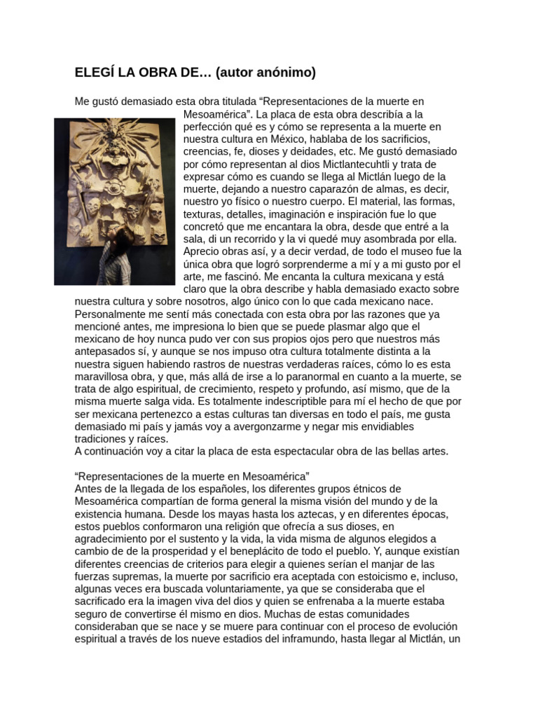 ELEGÍ LA OBRA DE (Autor Anónimo) | PDF | Muerte | Mesoamérica