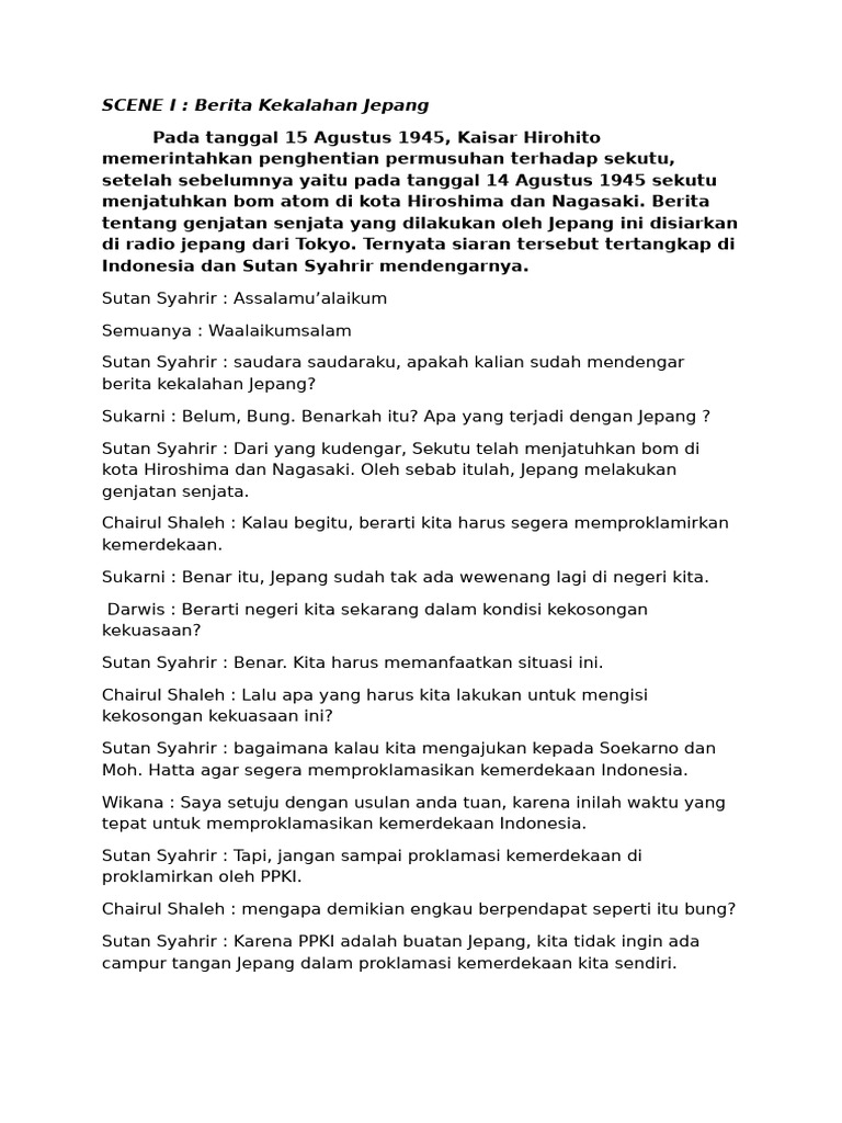 Dialog Peristiwa Proklamasi - Xi8 | PDF