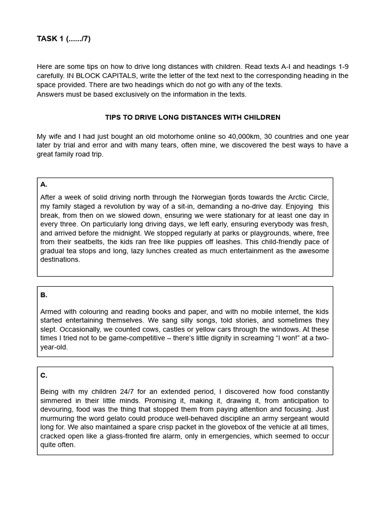 Tips To Drive Long Distances With Children | PDF