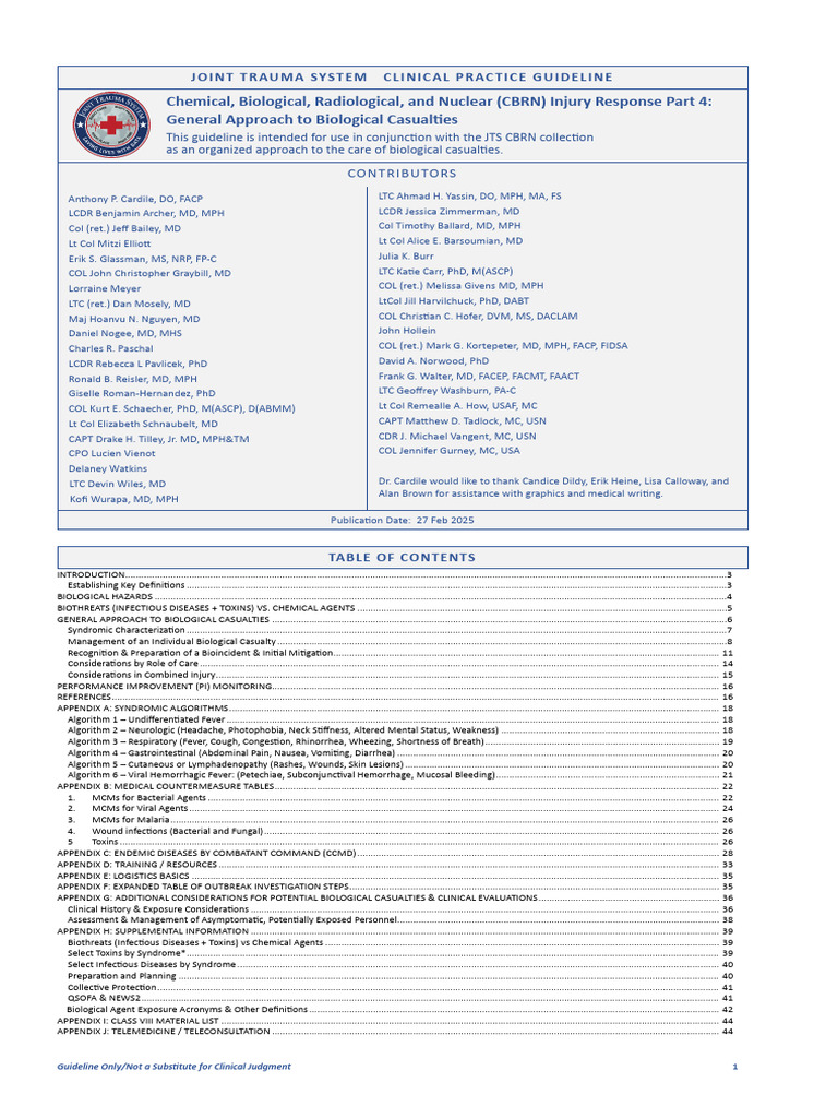 CBRN Part 4 General Approach to Biological Casualties 27 Feb 2025 ID101 ...