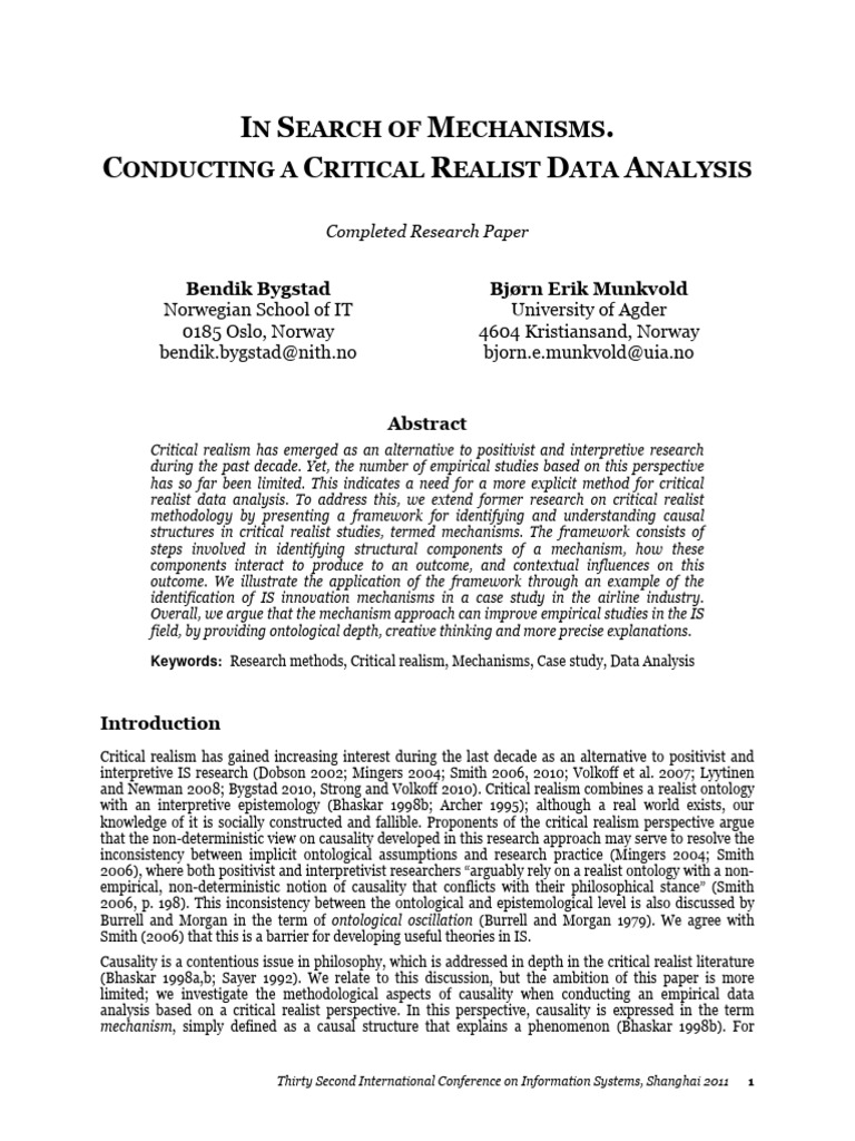 2122 in Search of Mechanisms. Conducting A Critical Realist Data Analy ...
