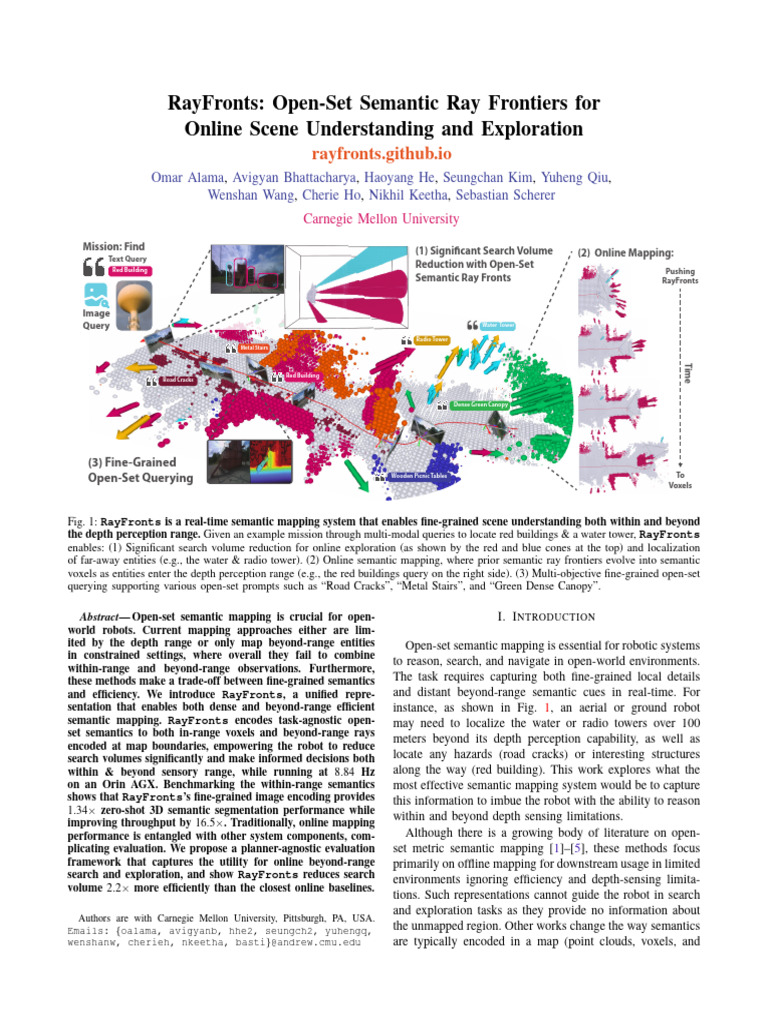 RayFronts Open-Set Semantic Ray Frontiers for Onli | PDF | Image Segmentation | Voxel