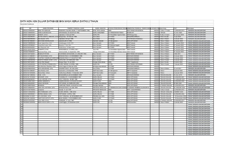 PENDATAAN DATA NON ASN DILUAR DATABASE BKN MASA KERJA DI ATAS 2 TAHUN ...