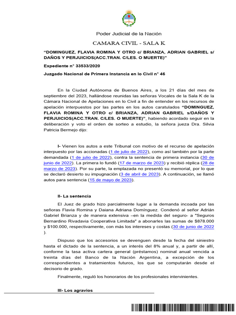 Fallo | PDF | Apelación | Daños y perjuicios