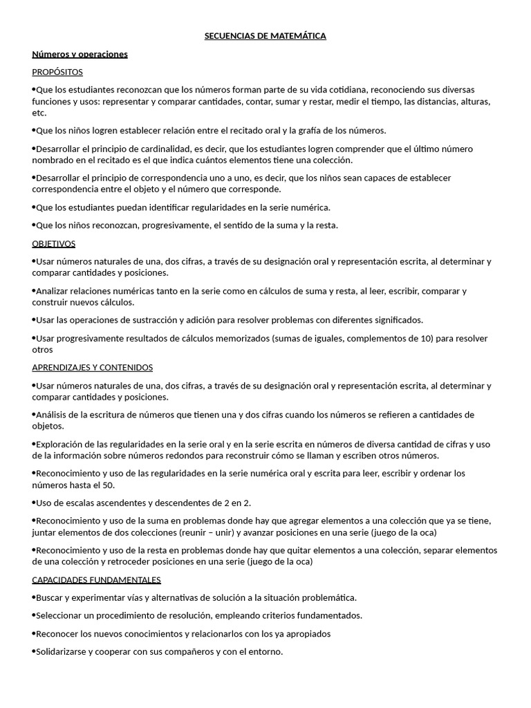 Secuencias de Mate Imprimir | PDF | Sustracción | Número natural