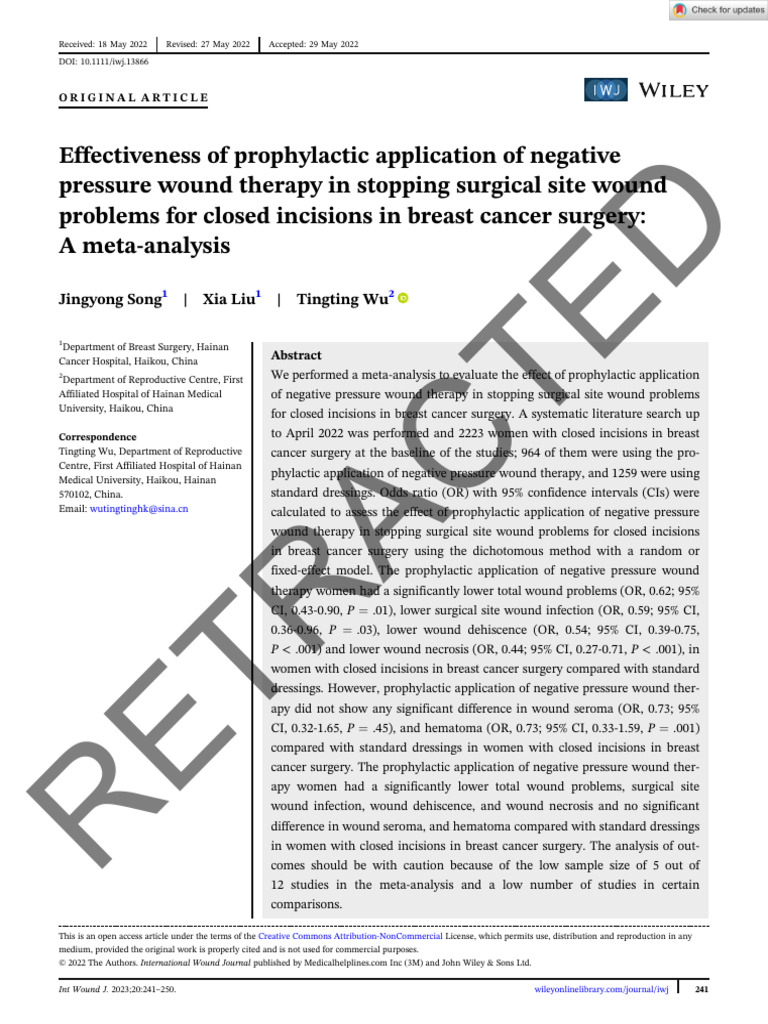 International Wound Journal - 2022 - Song - RETRACTED Effectiveness of ...