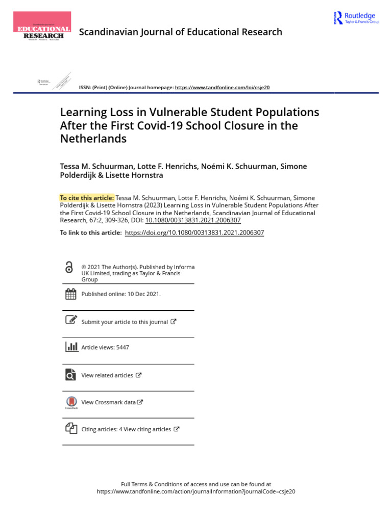 Learning Loss in Vulnerable Students Post-COVID | PDF | Socioeconomic ...