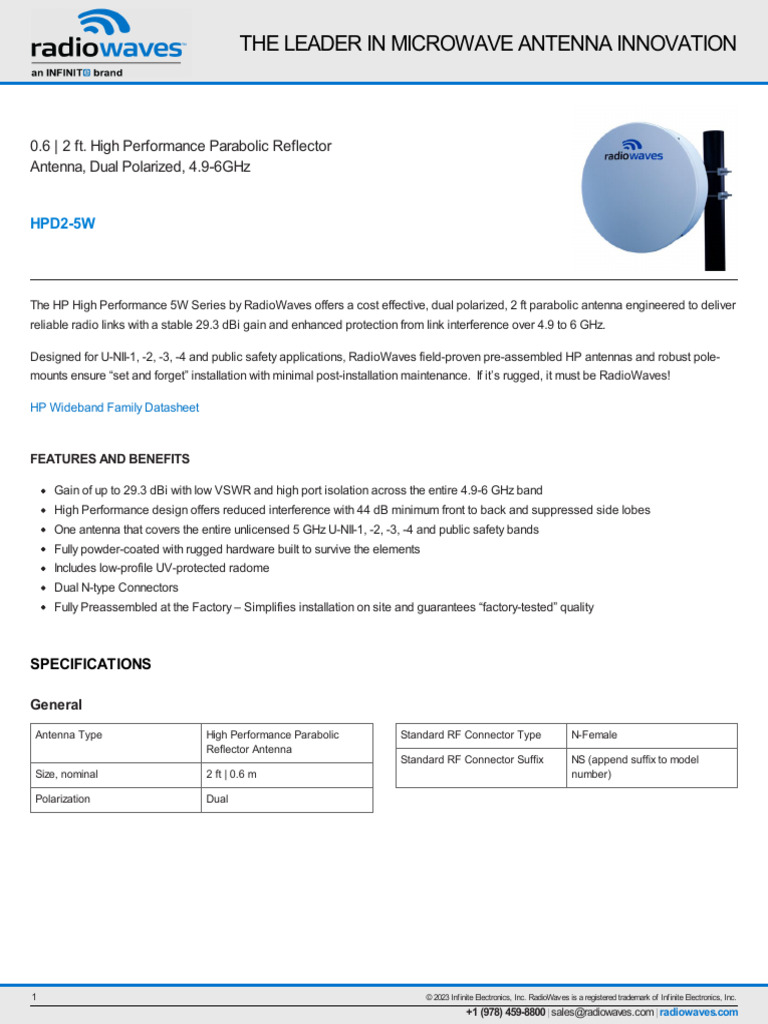 HPD2 5W | PDF | Antenna (Radio) | Telecommunications Engineering