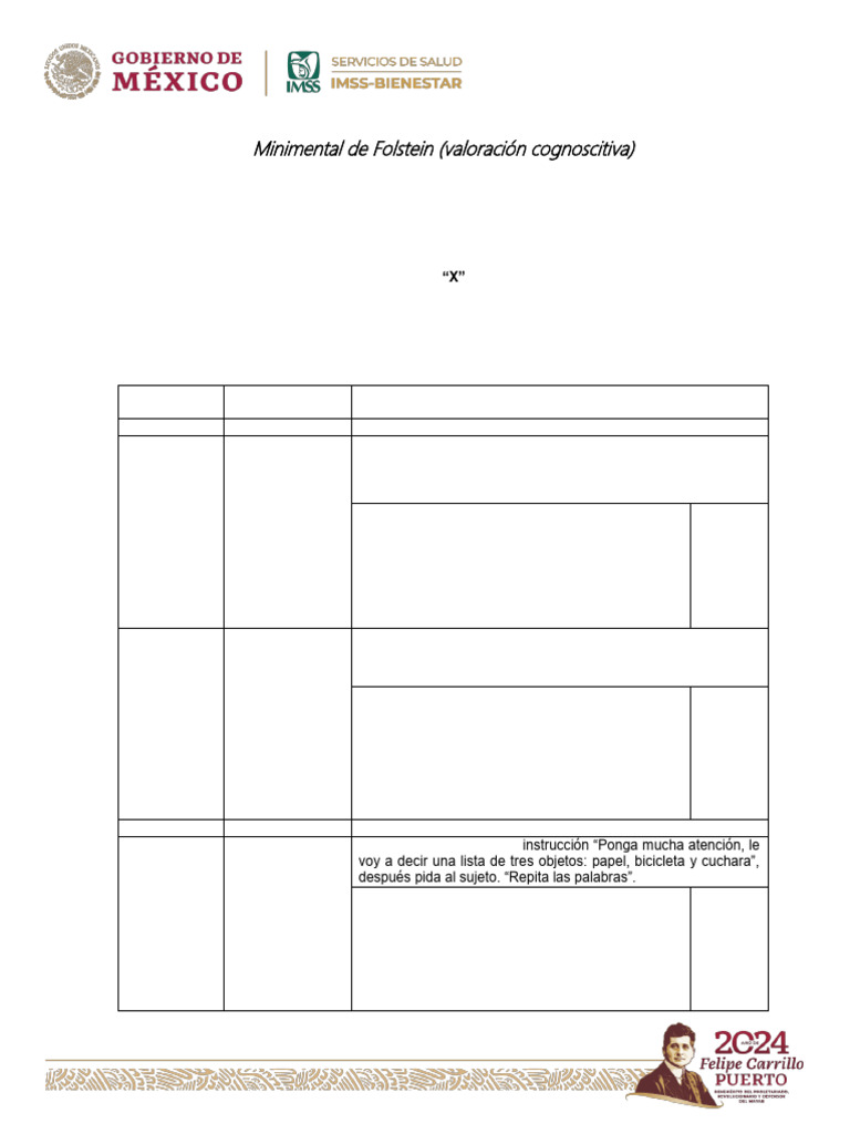 Prueba Minimental de Folstein | PDF