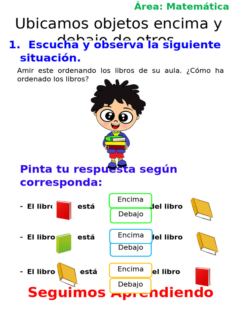 Objetos Encima y Debajo para Niños | PDF