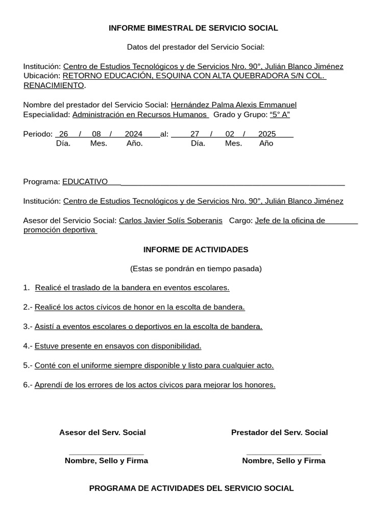 Informe Bimestral 1 | PDF | Comunidad | Escuelas