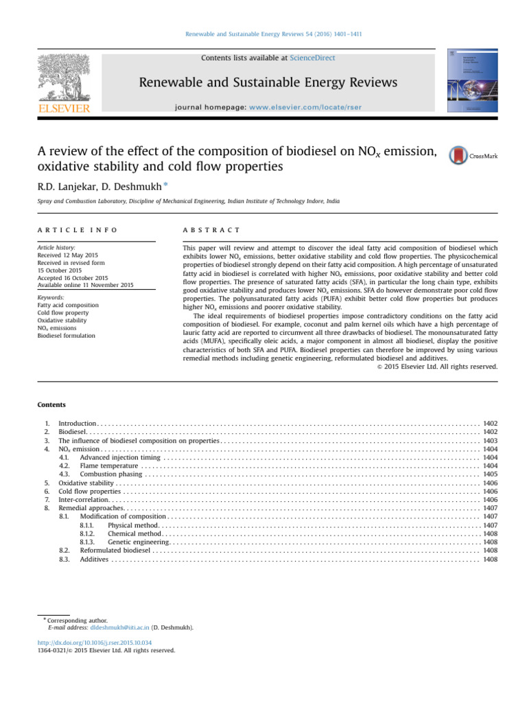 (2016) A Review of The Effect of The Composition of Biodiesel On NOx Emission, Oxidative ...