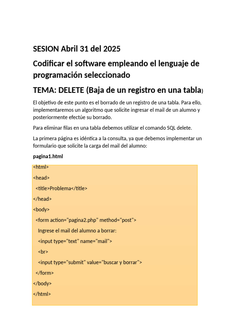 Sesion Abril 31 Del 2025-Dilete | PDF | SQL | Desarrollo de software