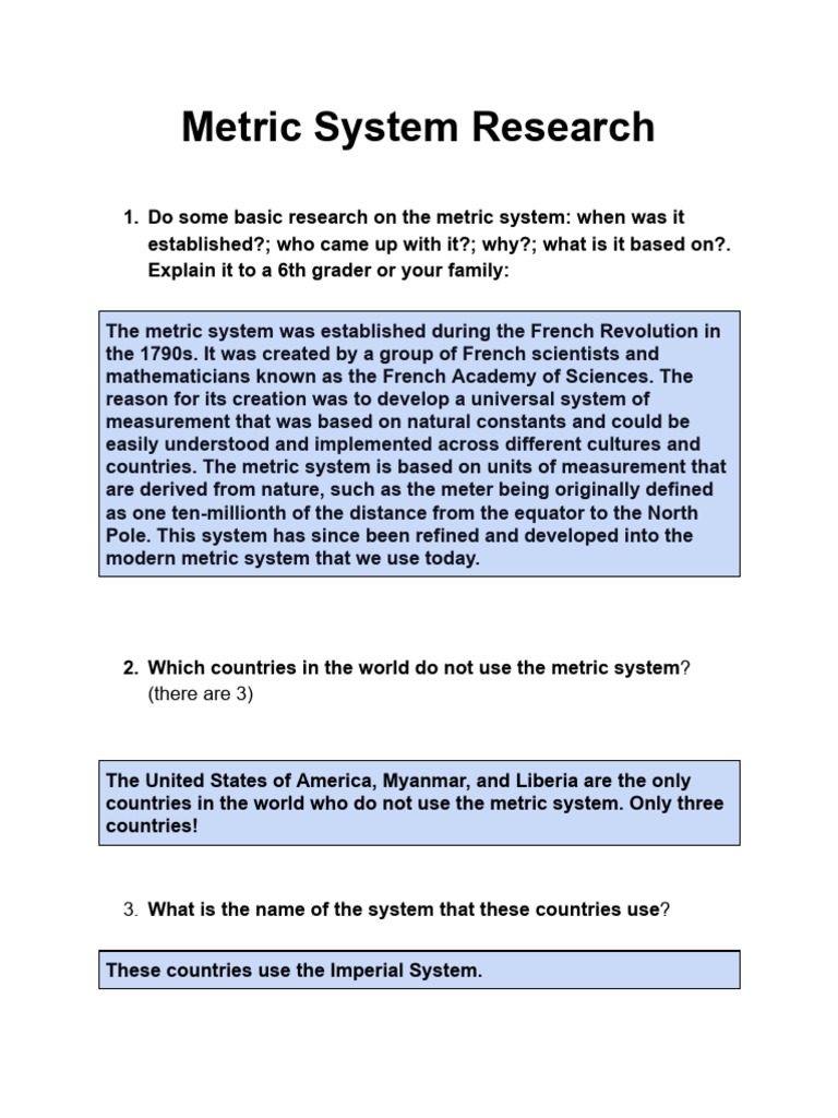 Metric System Research 9 - 17 - '24 | PDF | Litre | Kilogram