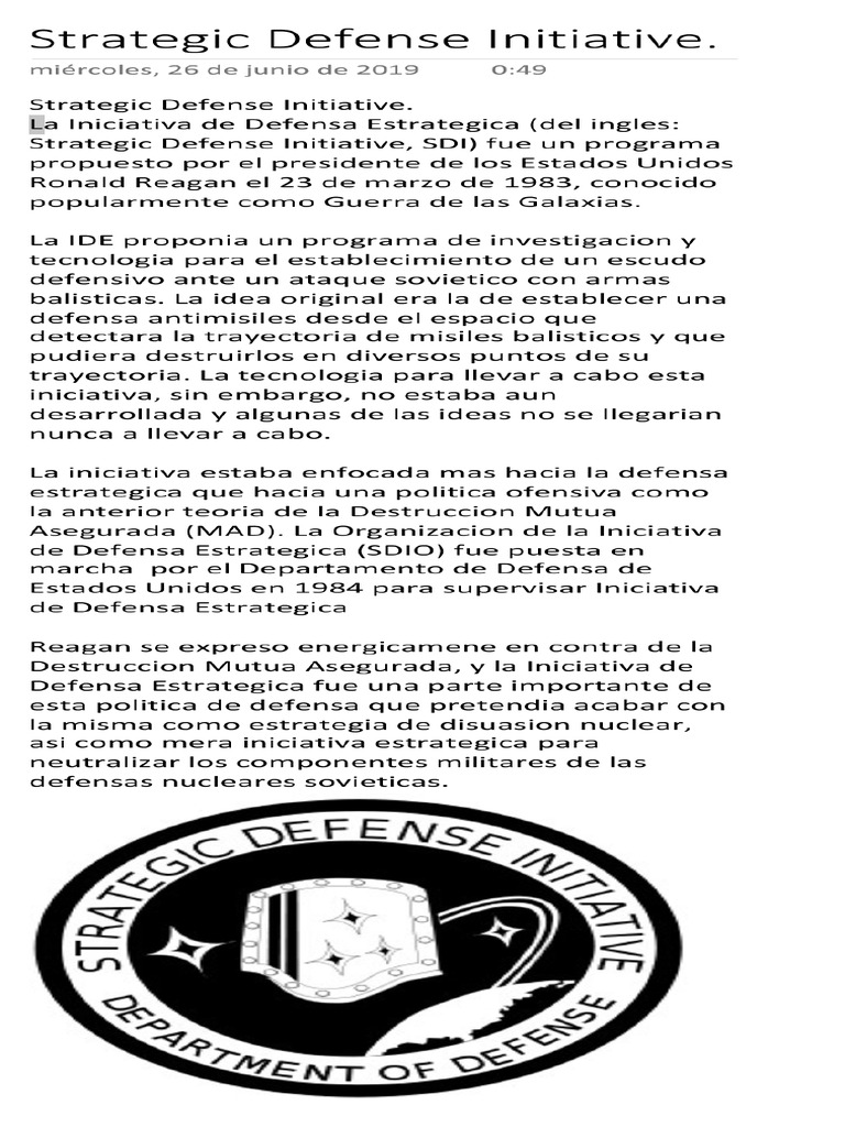 Strategic Defense Initiative - 044133 | PDF