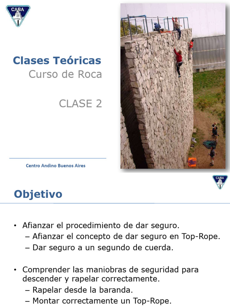 Clases de Aseguramiento y Rapel en Top-Rope | PDF | Escalada de roca ...