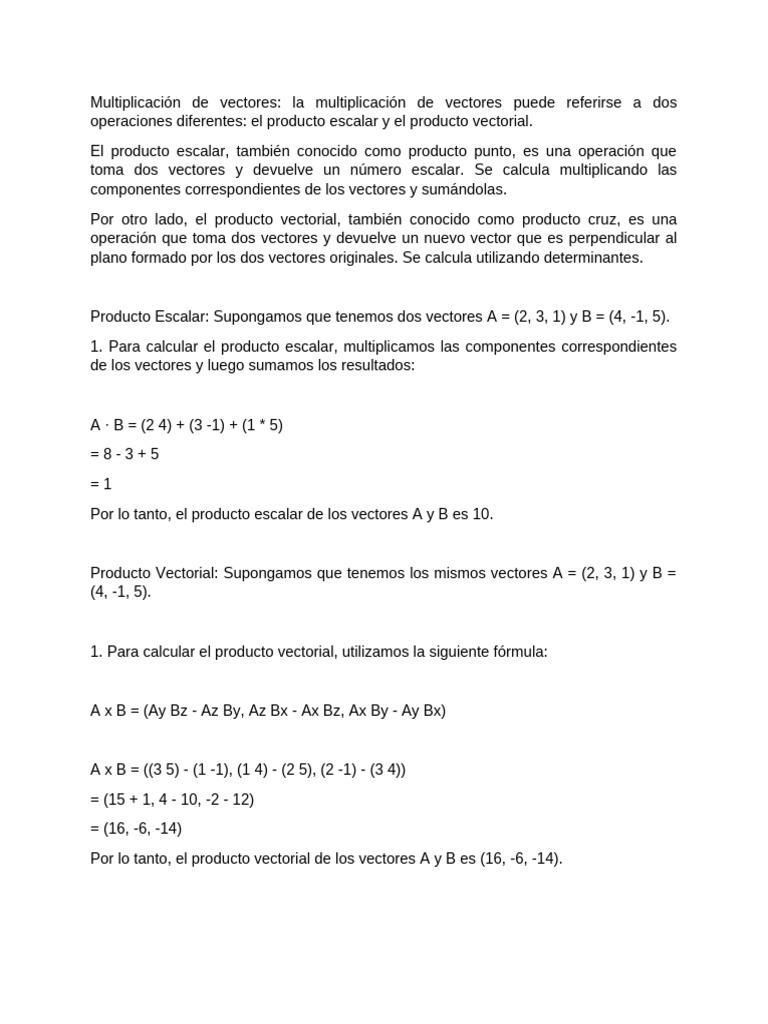 Multiplicación de Vectores | PDF | Vector Euclidiano | Norma (Matemáticas)