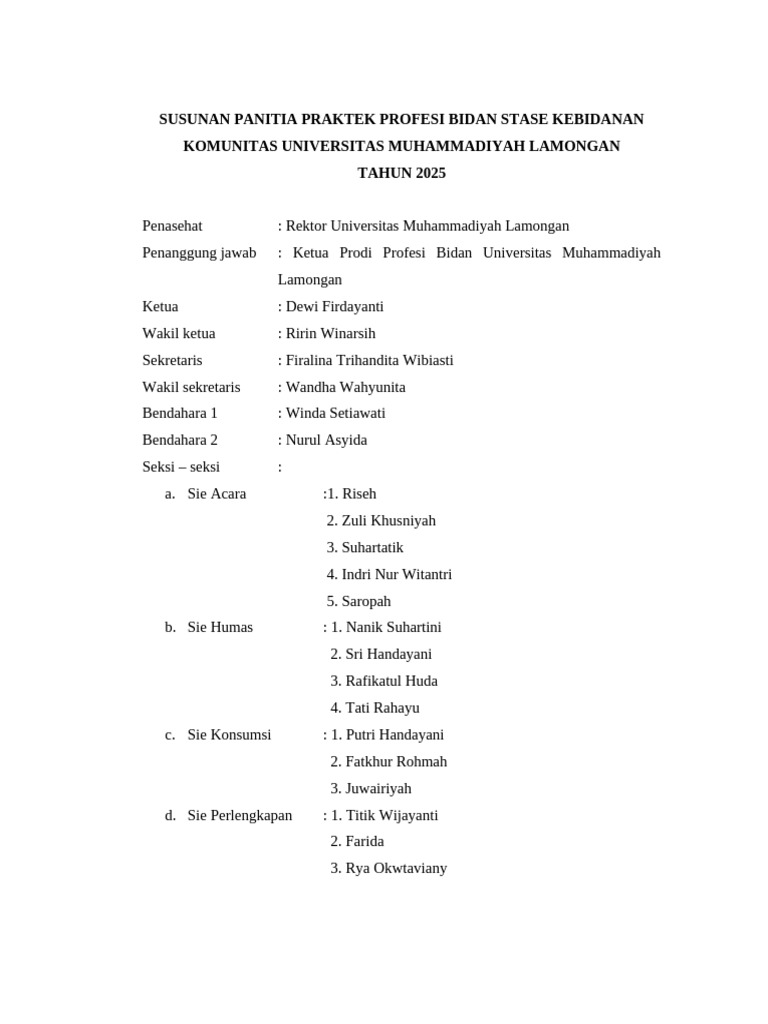 Susunan Panitia | PDF