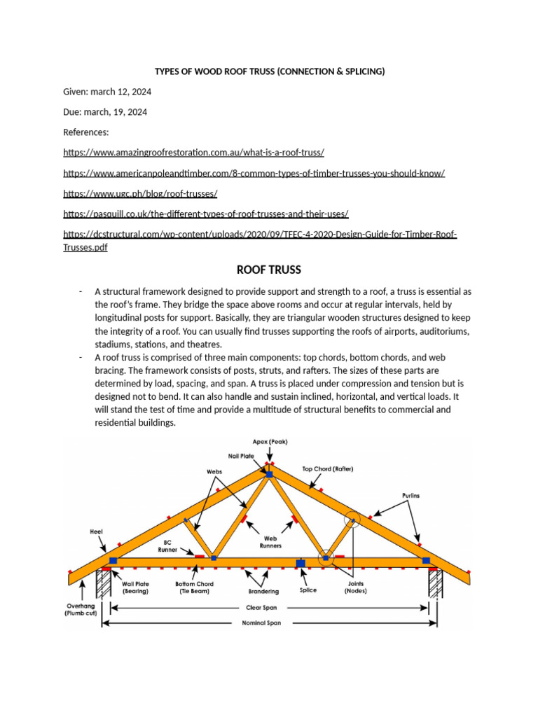 Types of Wood Roof Truss | PDF | Truss | Structural Engineering