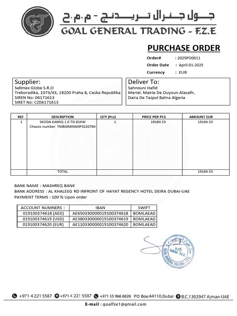 GGT Purchase Order 2025PO0011 | PDF