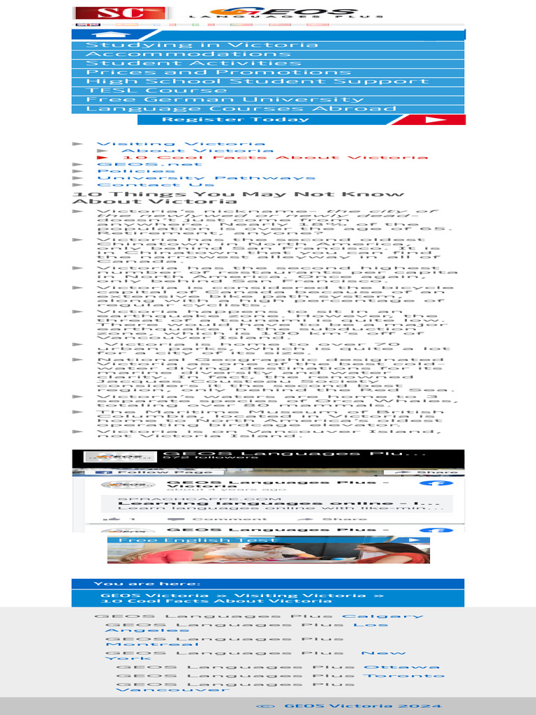 10 Cool Facts About Victoria GEOS Victoria | PDF | Victoria, British Columbia