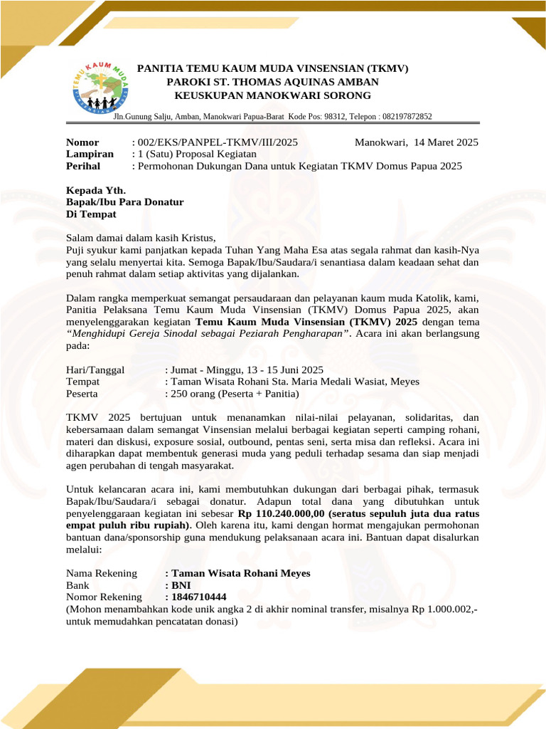 Surat permohonan Proposal | PDF